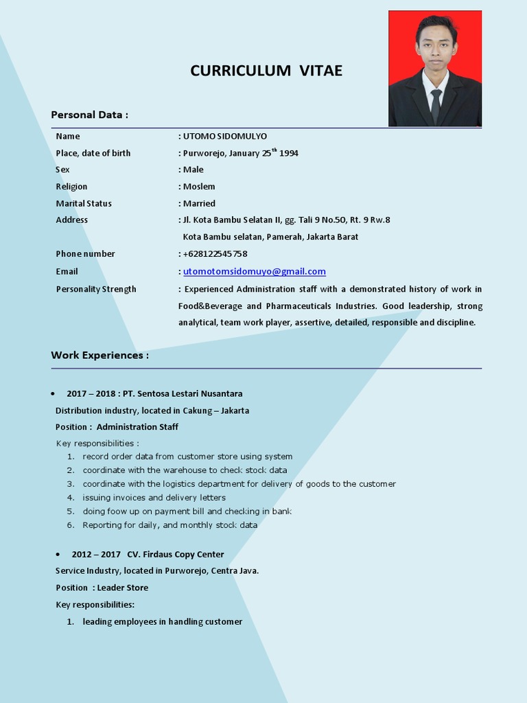 Curriculum Vitae: Personal Data | PDF | Business