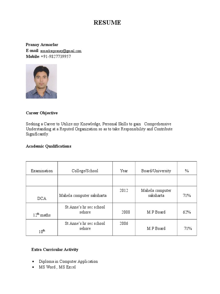 Resume With Photo | PDF