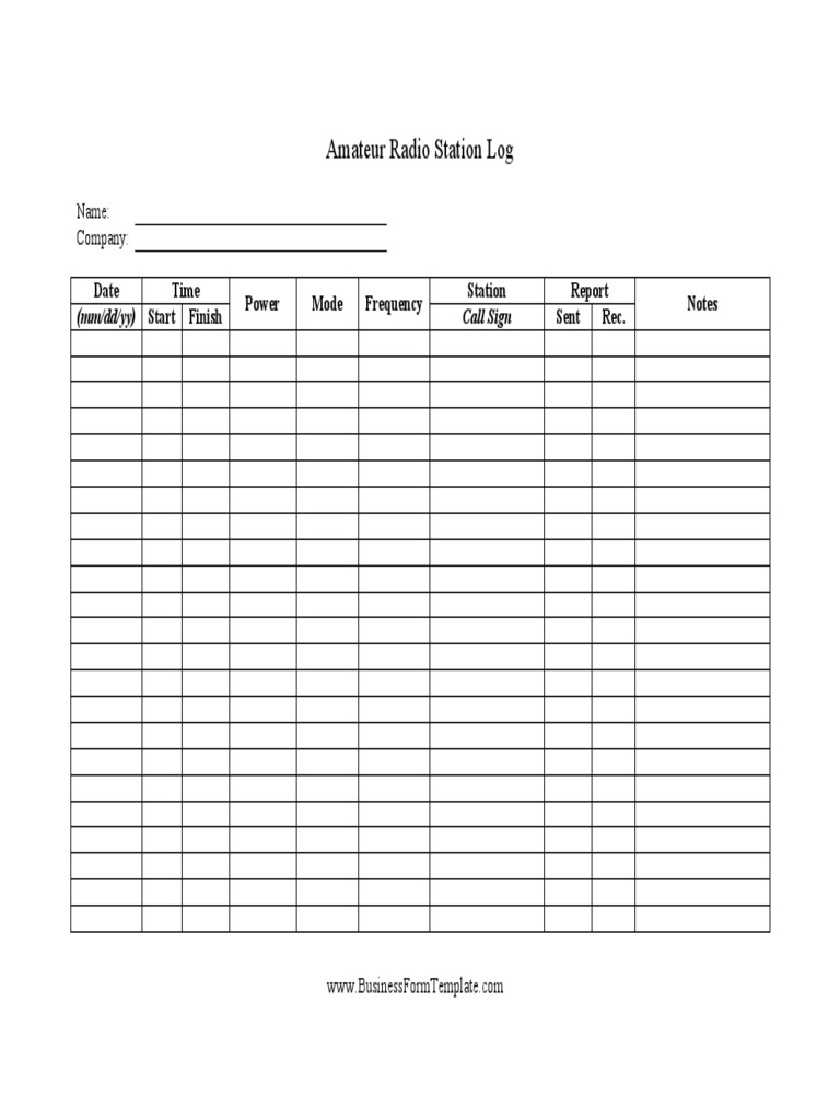 Amateur Radio Station Log Template | PDF | Computers | Technology & Engineering