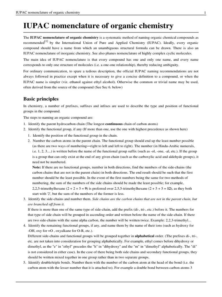 IUPAC Nomenclature of Organic Chemistry: Basic Principles | PDF ...