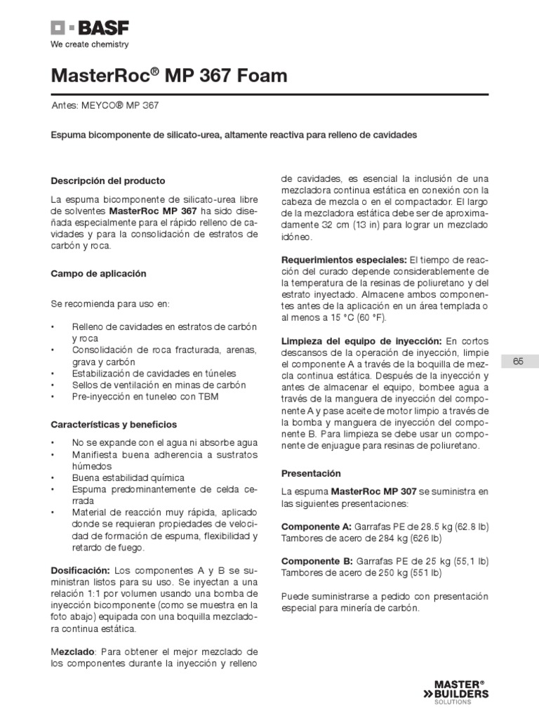 MasterRoc MP 367 Foam | PDF | Sustancias químicas | Química