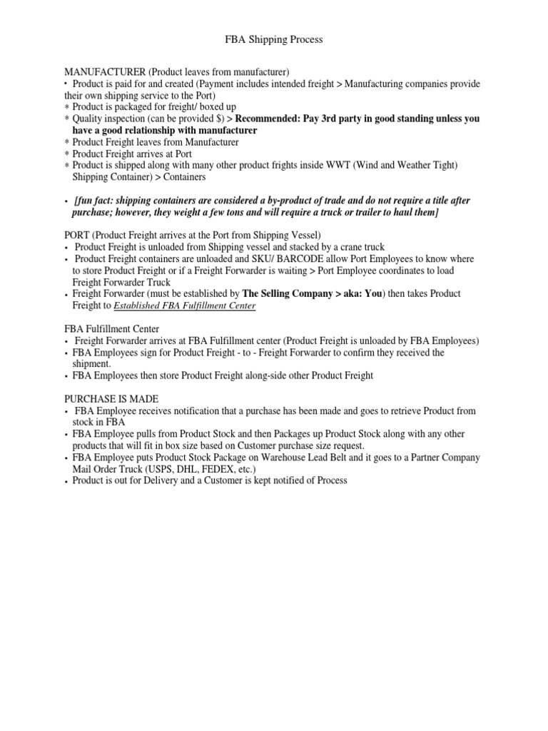 Fba Shipping Process - Word | PDF