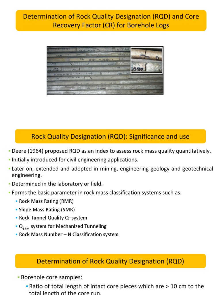 Determination of Rock Quality Designation (RQD) and Core Recovery ...