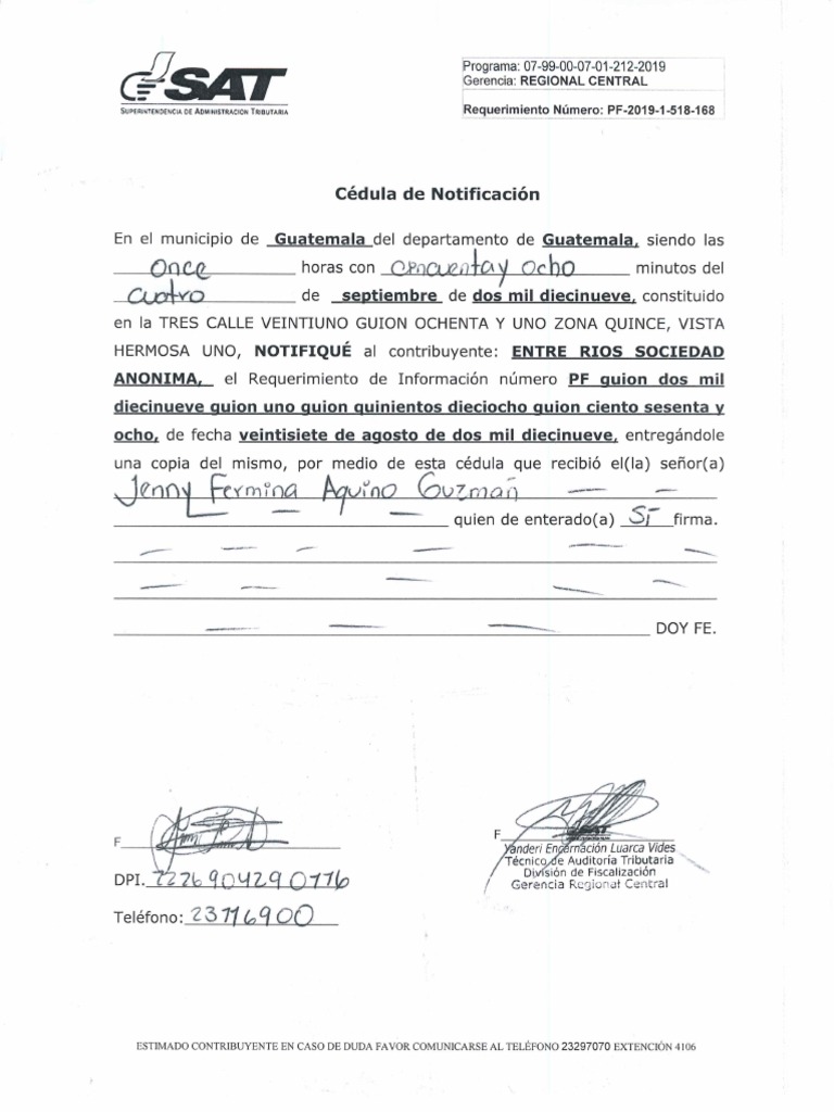 Modelo de Requerimiento Sat | PDF