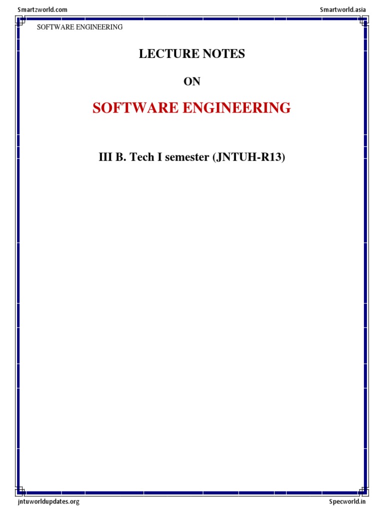 Software Engineering Lecture Notes | PDF | Software Development ...