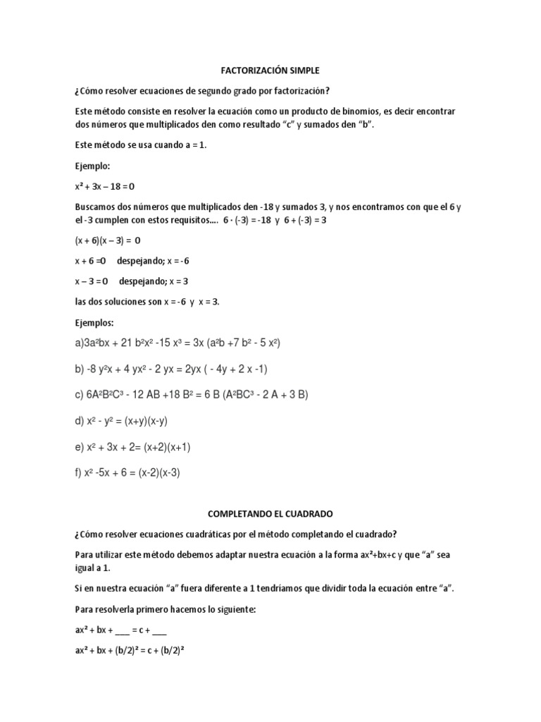 Factorización Simple | PDF