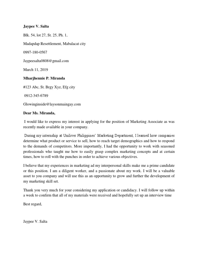 Application Letter | PDF | Psychological Concepts | Cognition