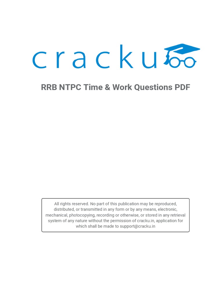RRB NTPC Time & Work Questions PDF | PDF | Speed | Quantity