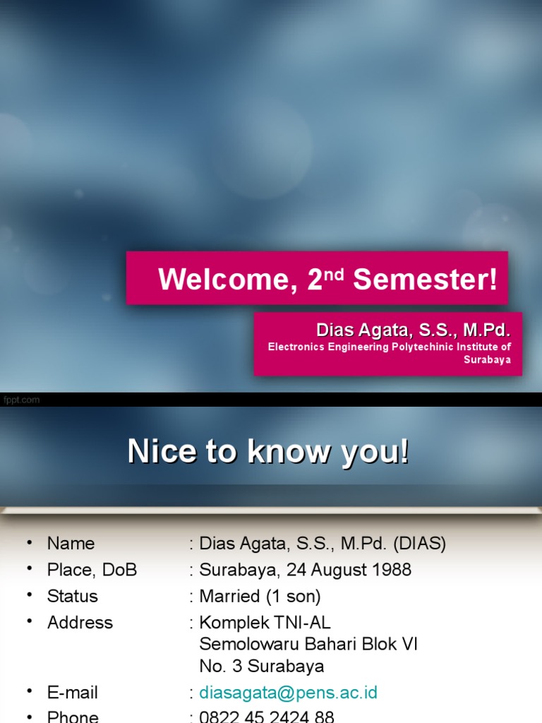 Welcome, 2 Semester!: Dias Agata, S.S., M.PD | PDF | English Language ...