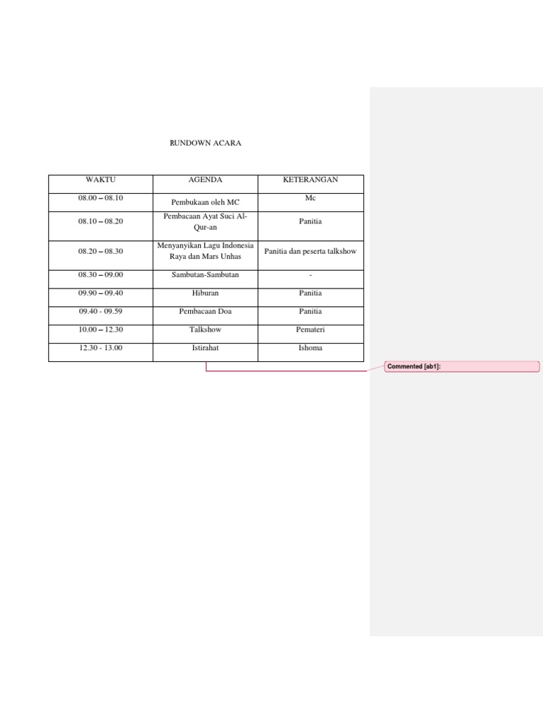 Rundown Acara Talkshow | PDF