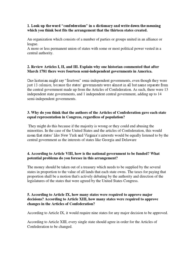 Articles of Confederation Case Study | Download Free PDF | U.S. State ...