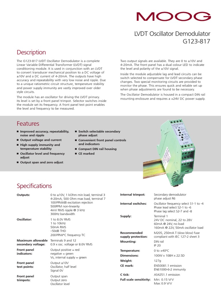 Moog-L VDT Oscillator Demodulator | PDF | Electrical Engineering ...