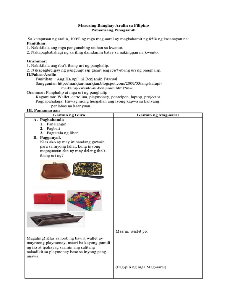 Lesson Plan Ang Kalupi | PDF