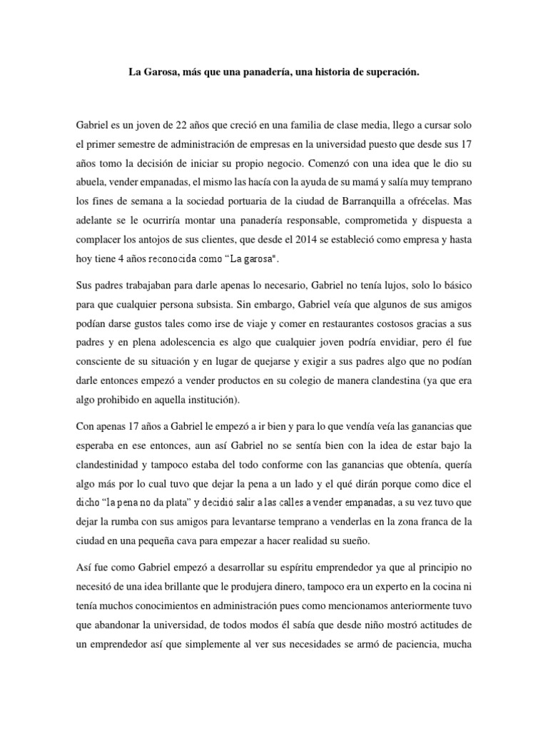 La Garosa: Emprendimiento Panadero | PDF | Panes | Panadería