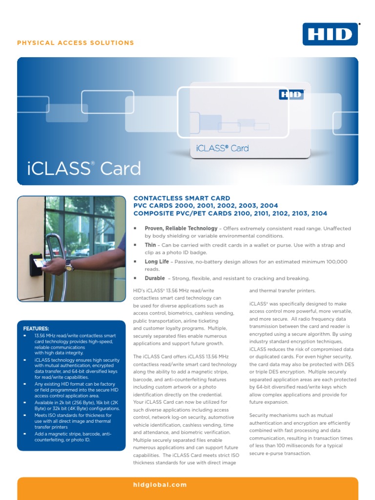 Iclass Card: Physical Access Solutions | PDF | Smart Card | Access Control