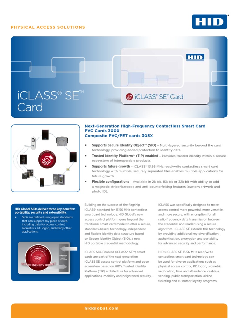 Iclass® Se Card: Physical Access Solutions | PDF | Smart Card | Access ...
