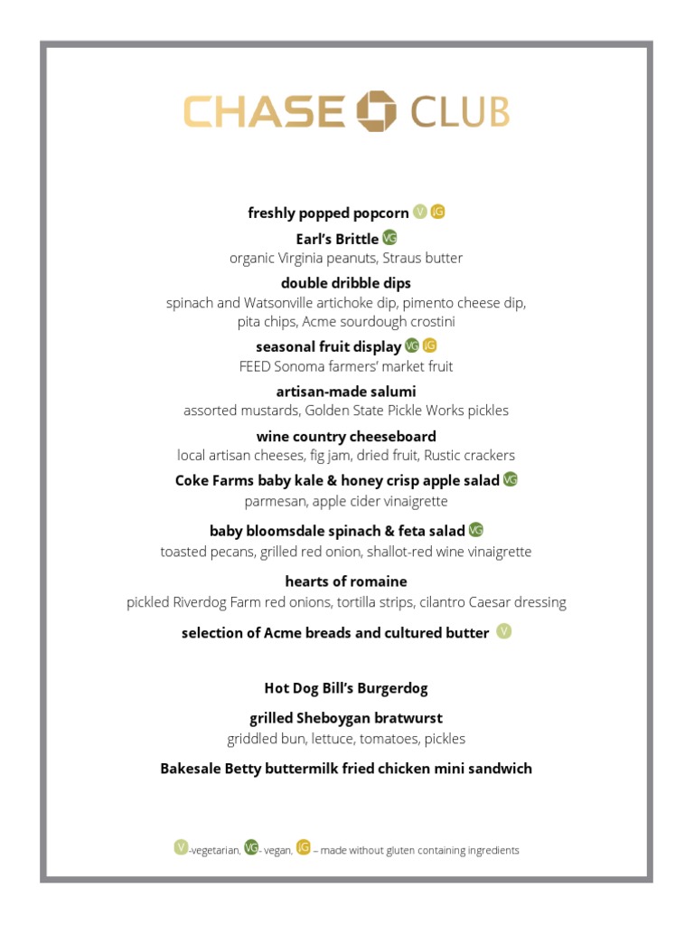 Chase Club Sample Menu | PDF