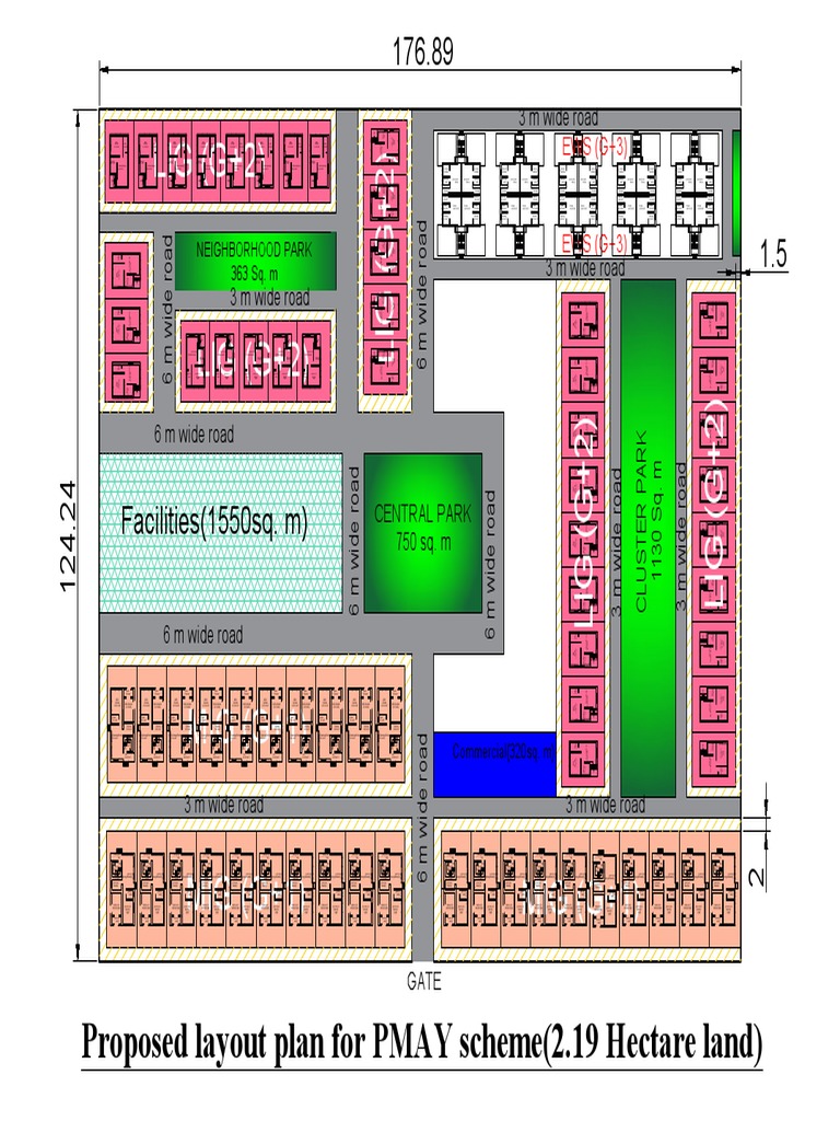 LIG (G+2) : Proposed Layout Plan For PMAY Scheme (2.19 Hectare Land) | PDF