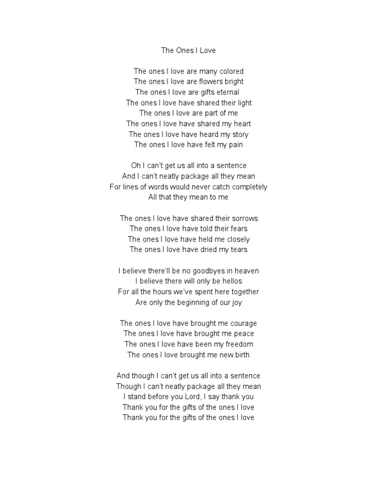 The Ones I Love PDF | PDF