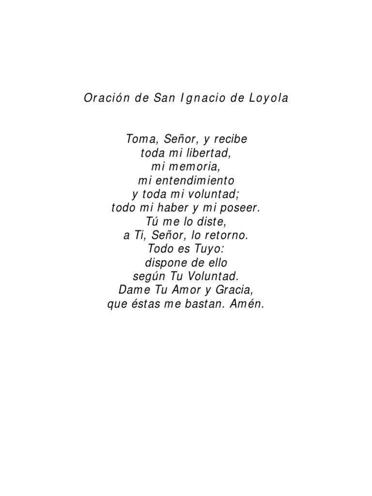Oración de San Ignacio: Suscipe | PDF