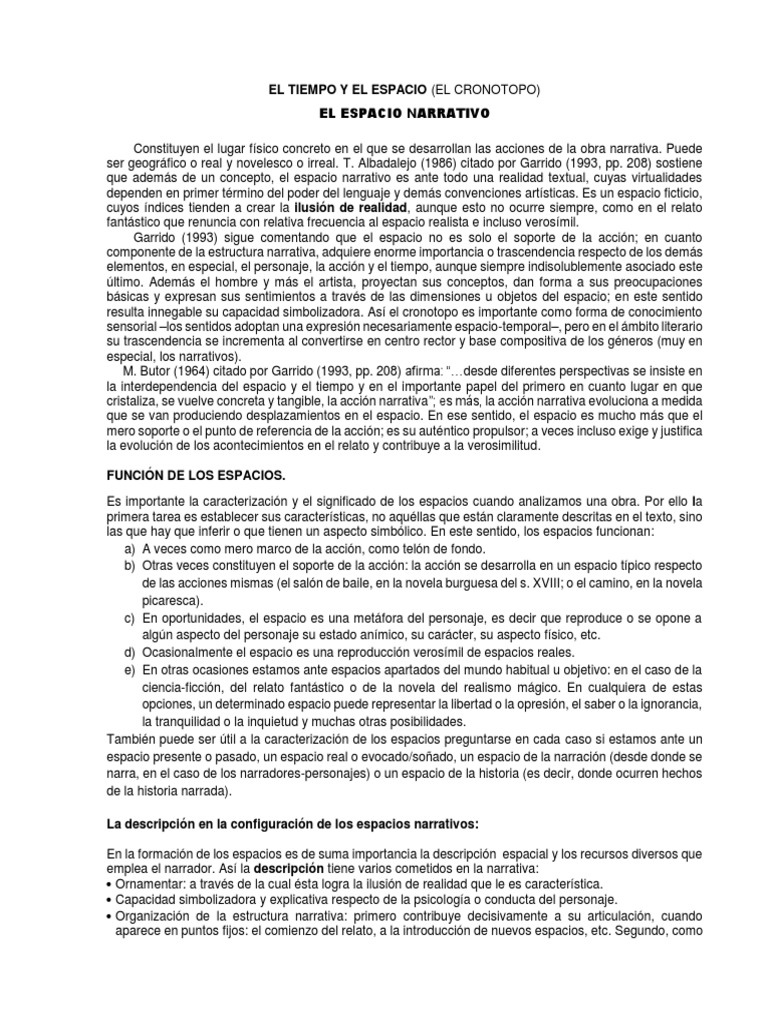 Espacio y Tiempo en Narrativa | PDF | Narrativa | Narración