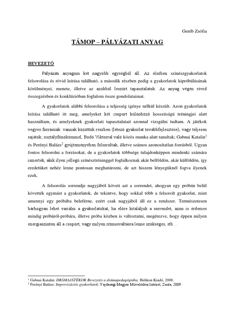 Geréb Zsófia: Színészgyakorlatok | PDF