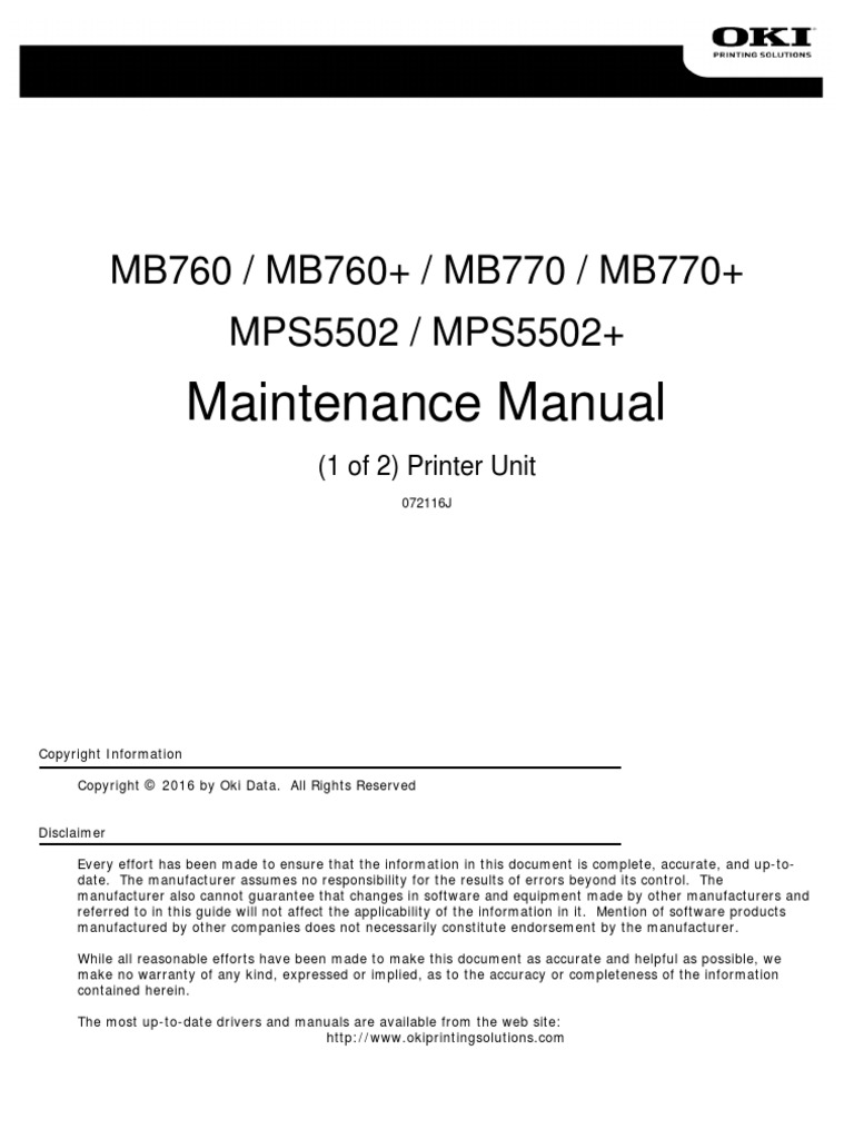 MB760 - MB770 - MPS5502 - Maintenenance Manual - 1 - of - 2 - R10 PDF ...