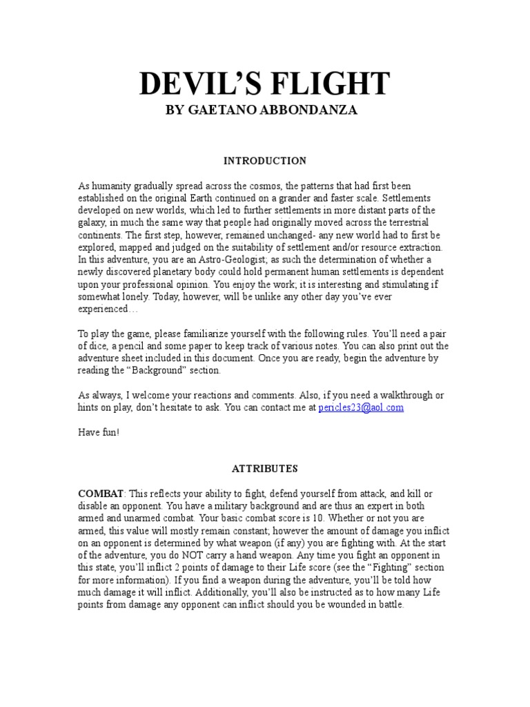 Devil's Flight Gamebook Indie | PDF | Robot | Robotics