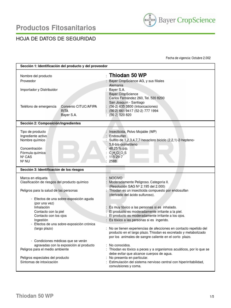Thiodan 50 WP | PDF | Pesticida | Aluminio