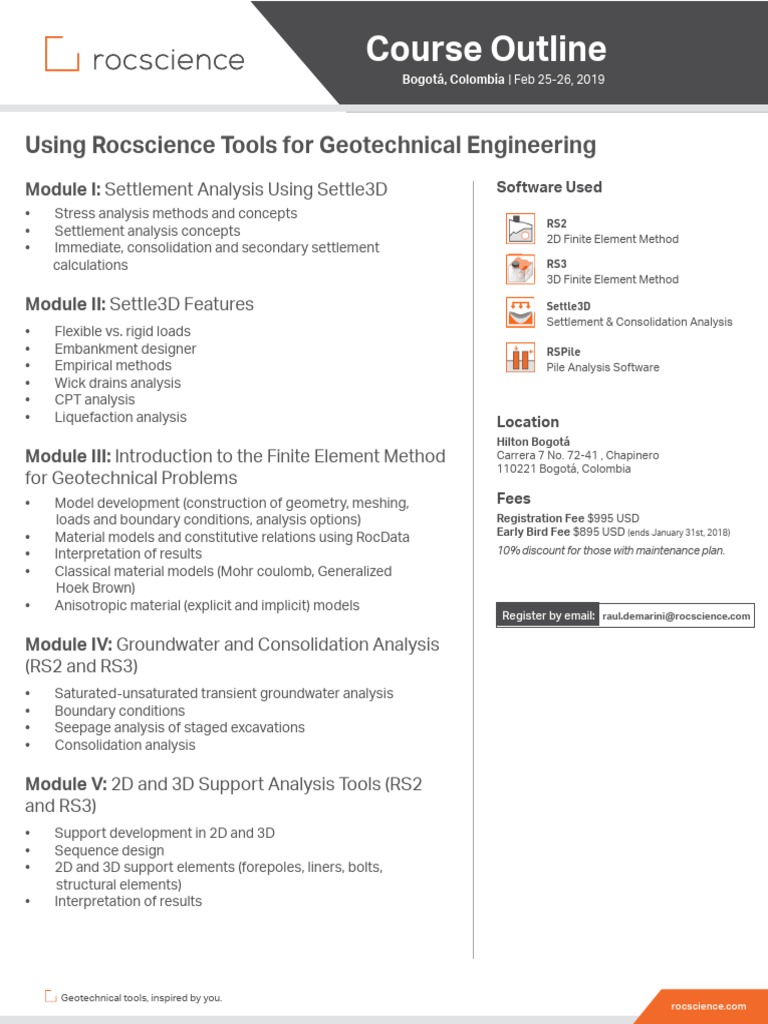 Course Outline: Using Rocscience Tools For Geotechnical Engineering | PDF | Geotechnical ...