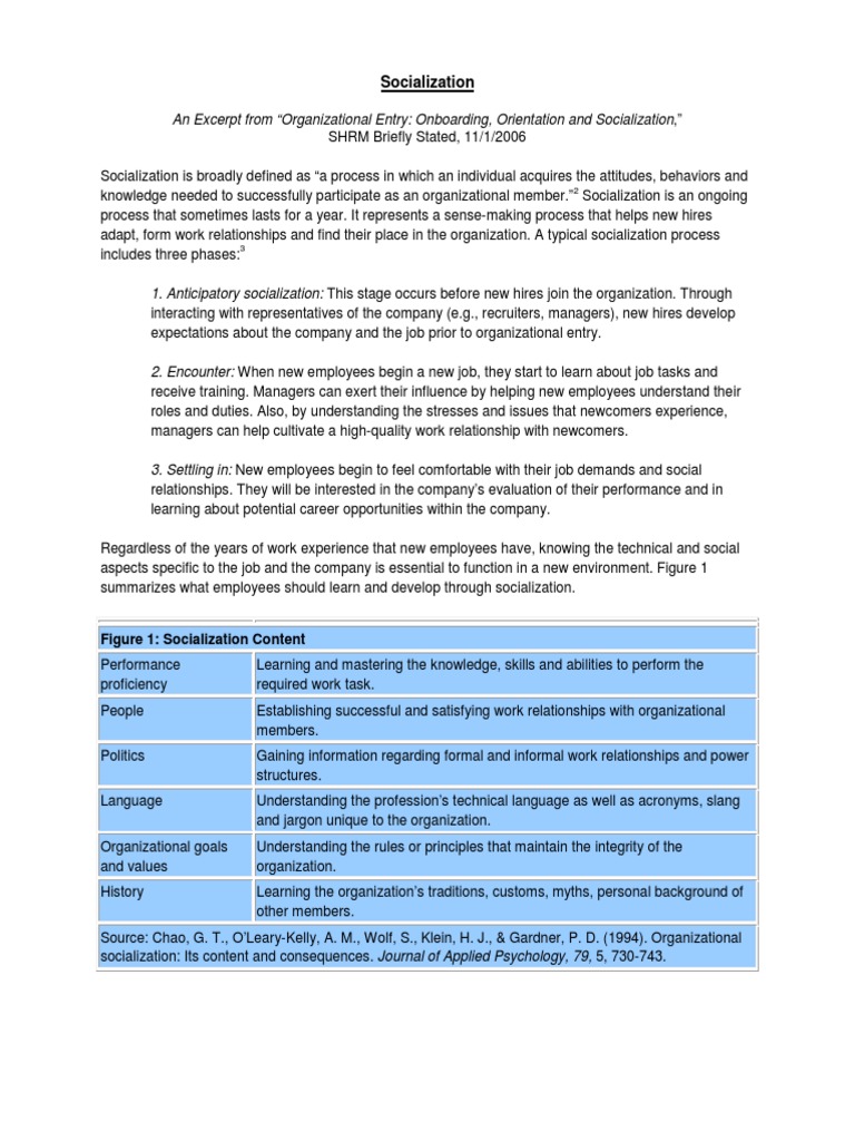 Socialization Tactics and Phases | PDF | Socialization | Systems Psychology