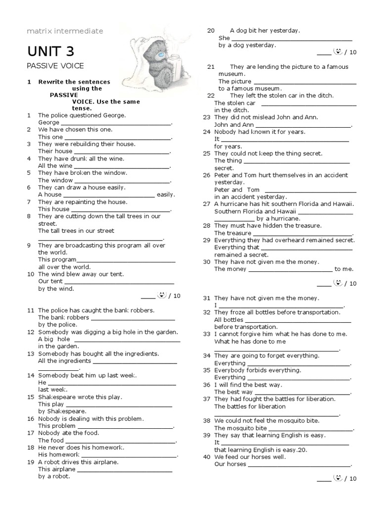 Intermediate Passive Voice Exercises | PDF