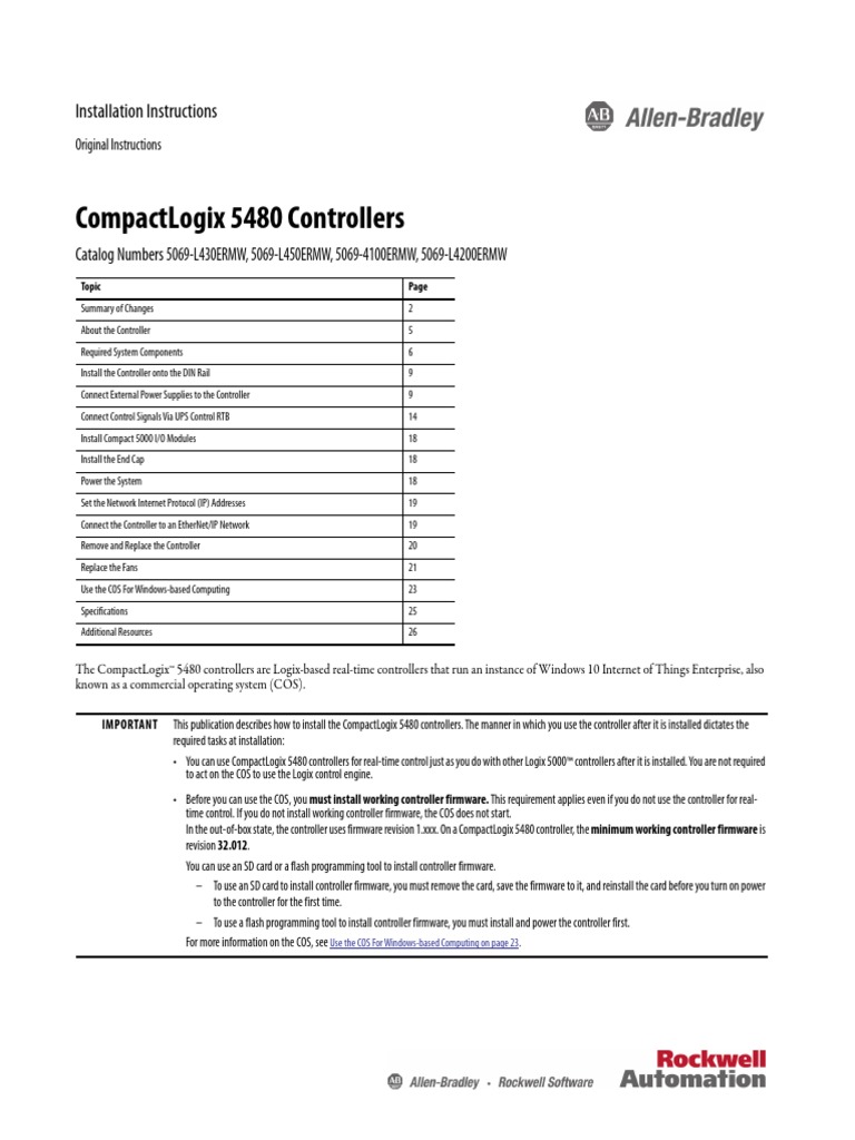 CompactLogix 5480 Installation Instructions | PDF | Usb | Ip Address