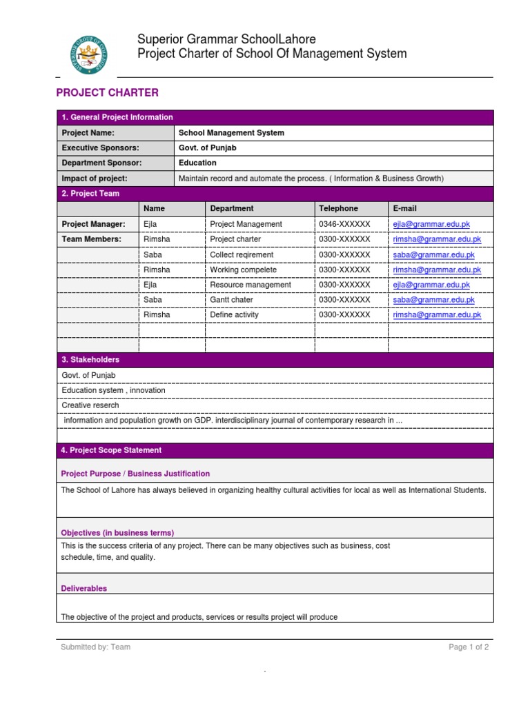 Punjab School Management System Charter | PDF | Project Management ...