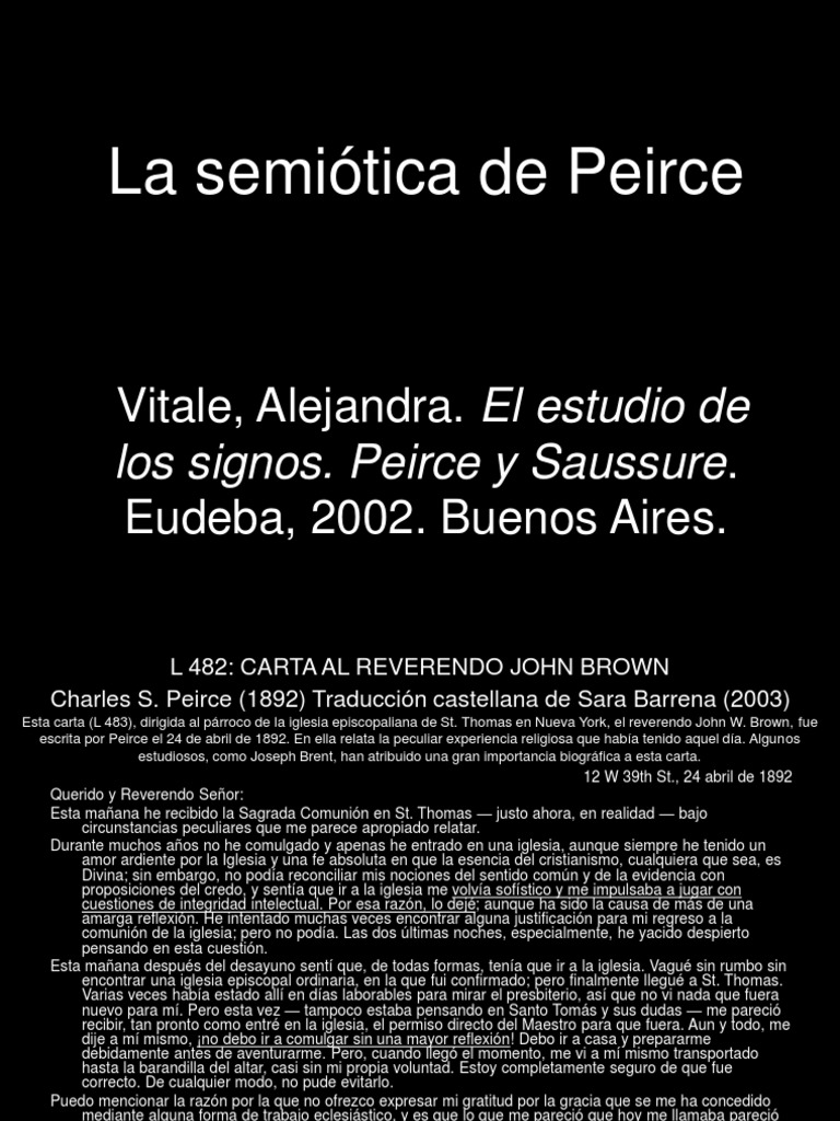 La Semiotica de Pierce Resumen | PDF | Charles Sanders Peirce | Argumento