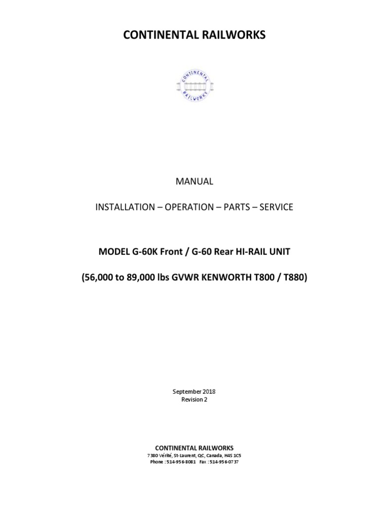 G-60K Hi-Rail Unit Manual | PDF | Valve | Brake