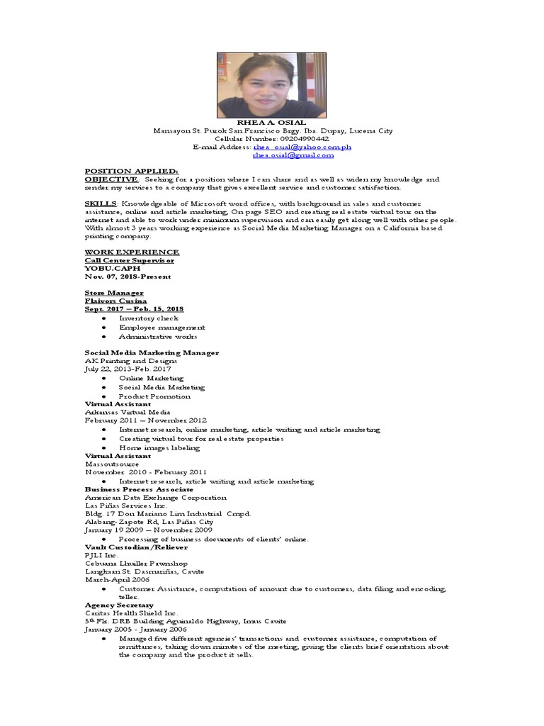 Rhea's Resume | PDF | Internet | Marketing