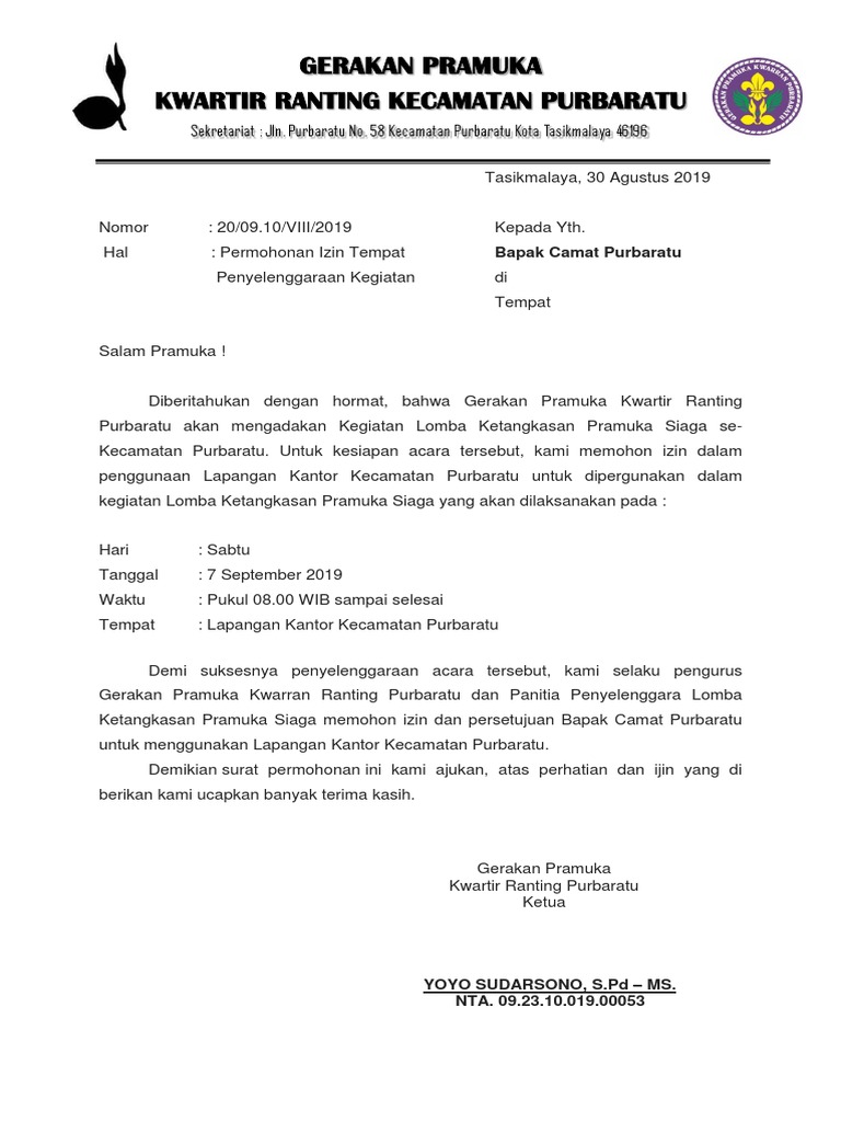 Surat Permohonan Ijin Tempat | PDF