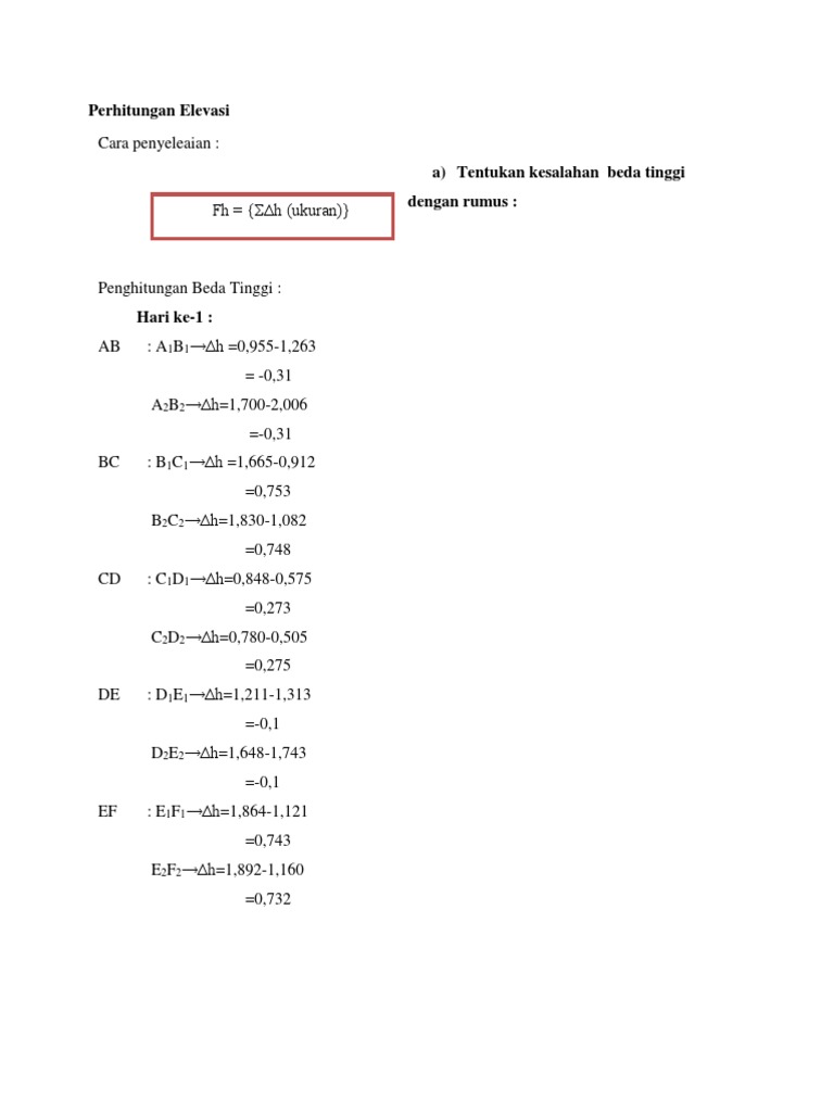 Perhitungan Elevasi | PDF