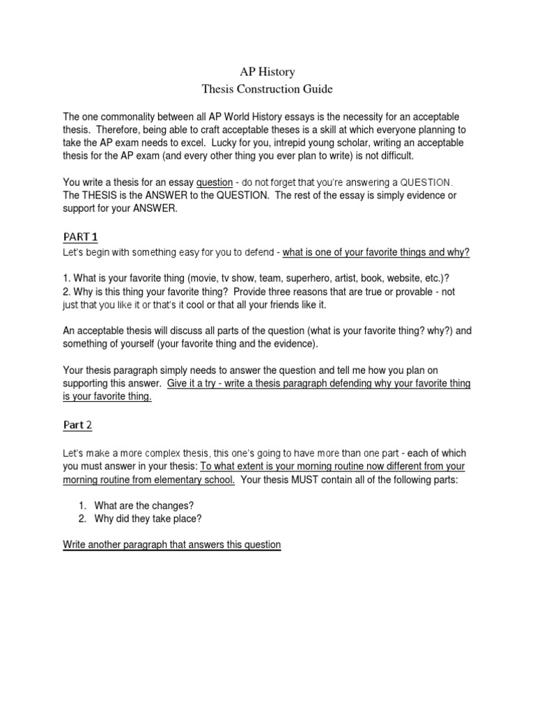 AP History Thesis Construction Guide | PDF | Thesis | Essays