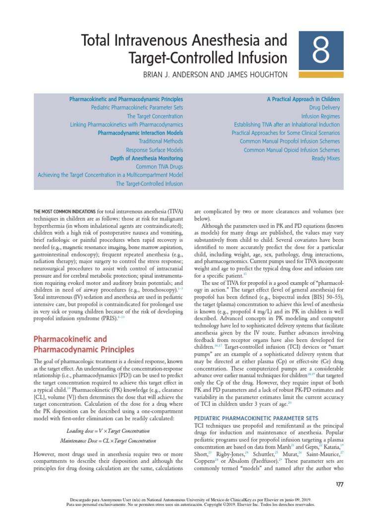 Total Intravenous Anesthesia and TCI | PDF | Pharmacokinetics | Anesthesia