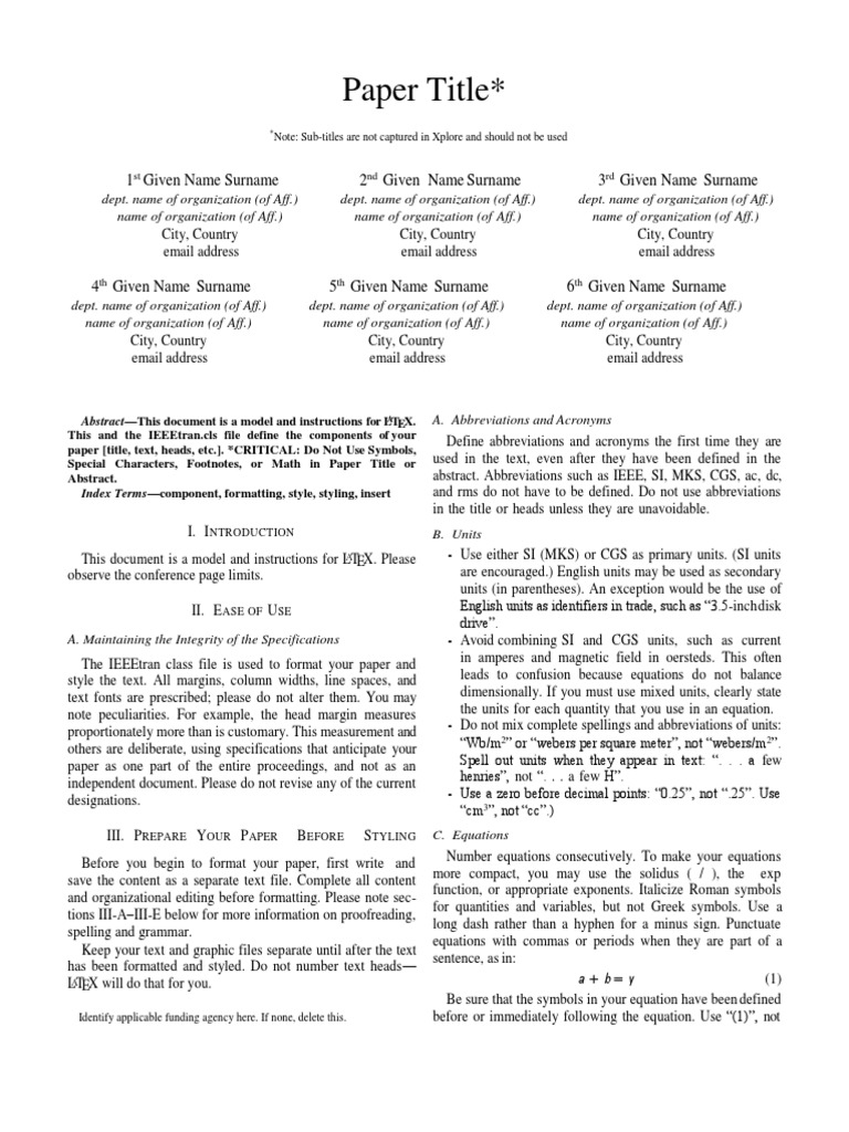 Paper Title : 1 Given Name Surname 2 Given Name Surname 3 Given Name ...