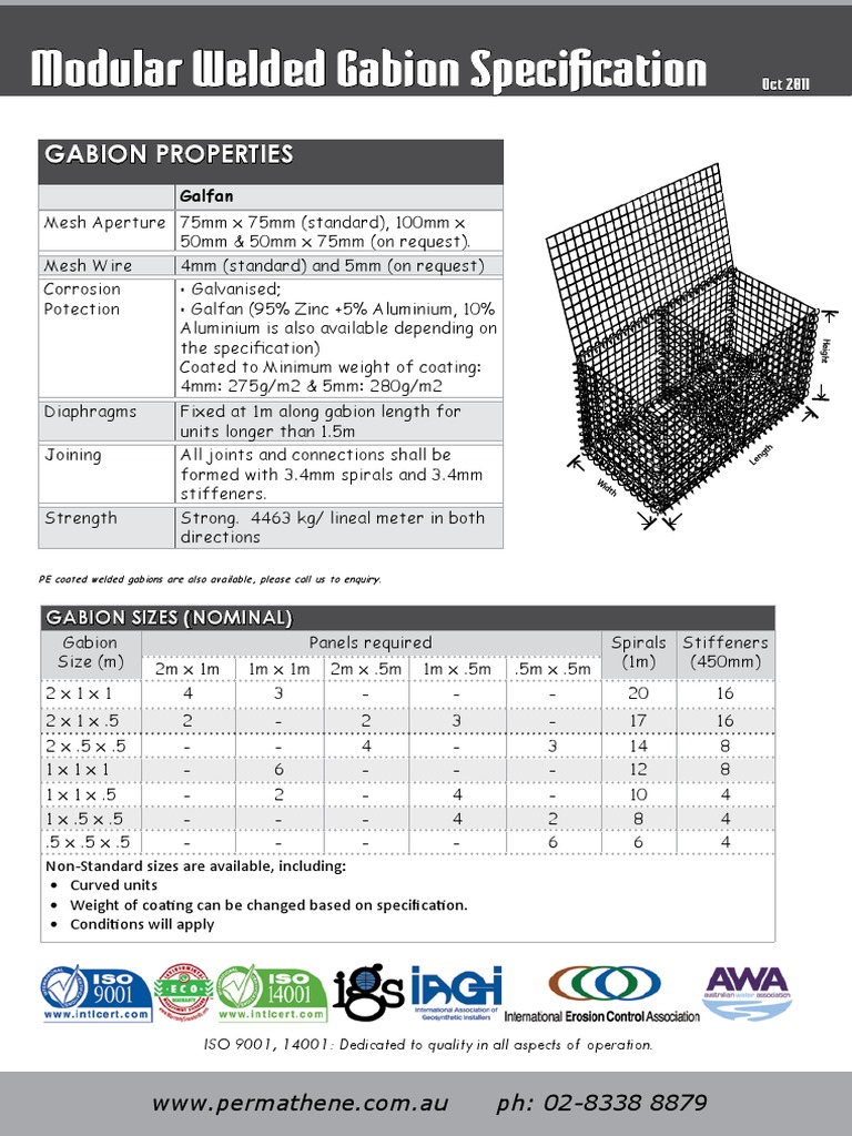 Modular Welded Gabion Specification | PDF | Materials | Metals