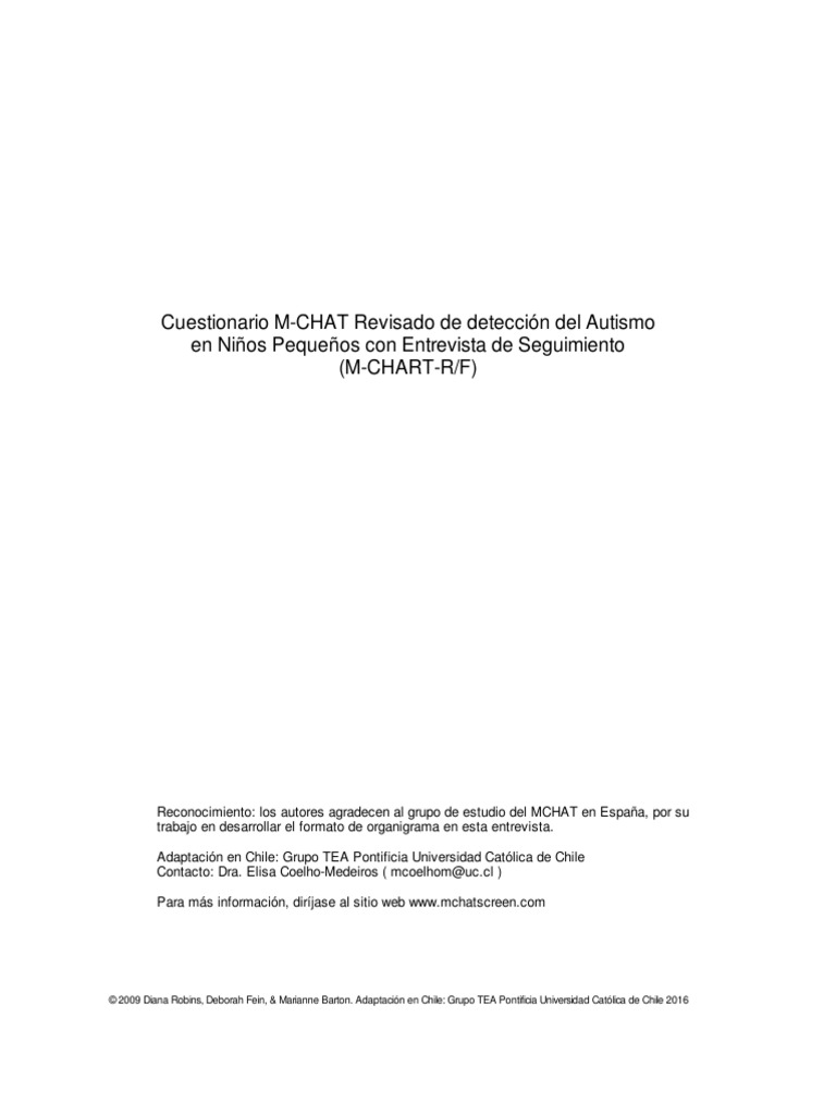 Autismo Evaluación M-CHAT-R F Espanol-Chile | PDF | Espectro autista