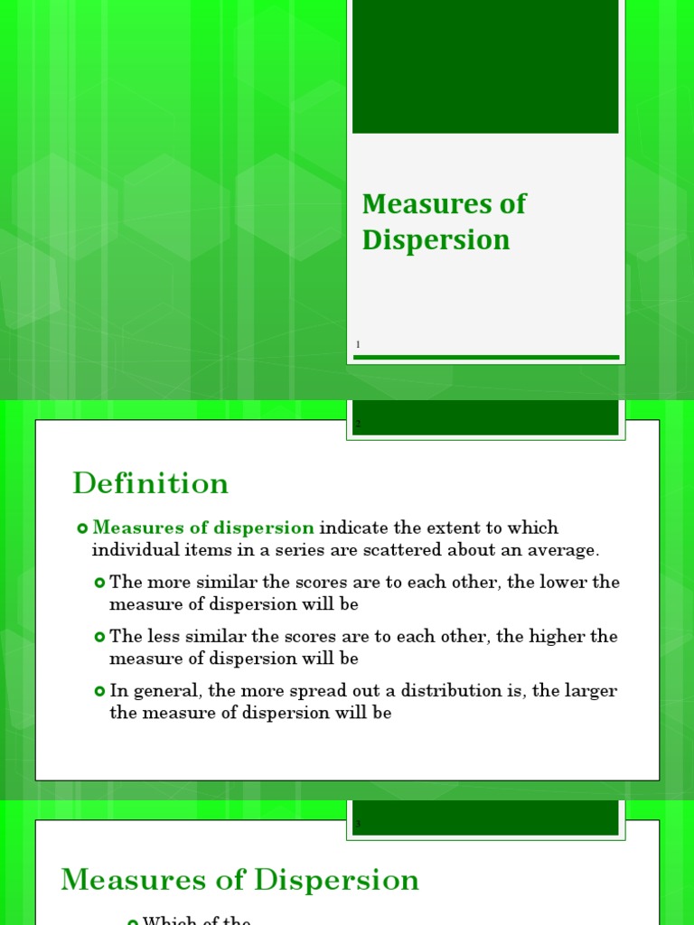 Measures of Dispersion PDF | PDF | Variance | Statistical Dispersion