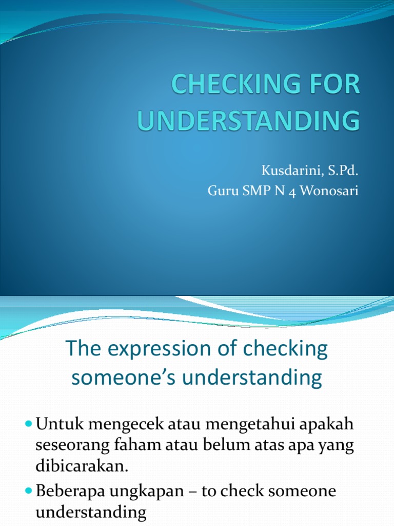 Checking For Understanding | PDF