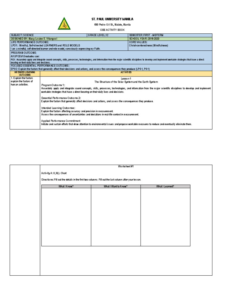 Grade 12 Science OBE Activity Book | PDF | Scientific Method | Natural ...