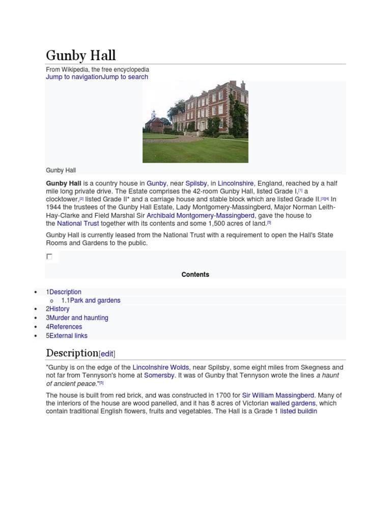 Gunby Hall: Description | PDF