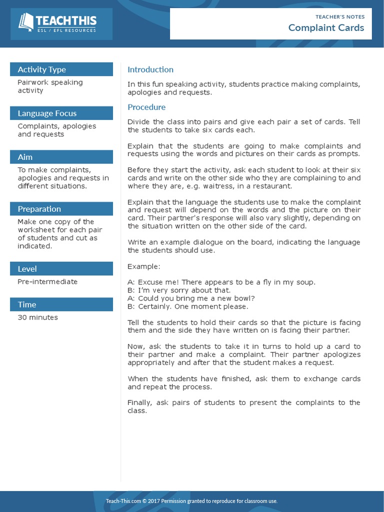 Complaint Cards PDF | PDF | Learning