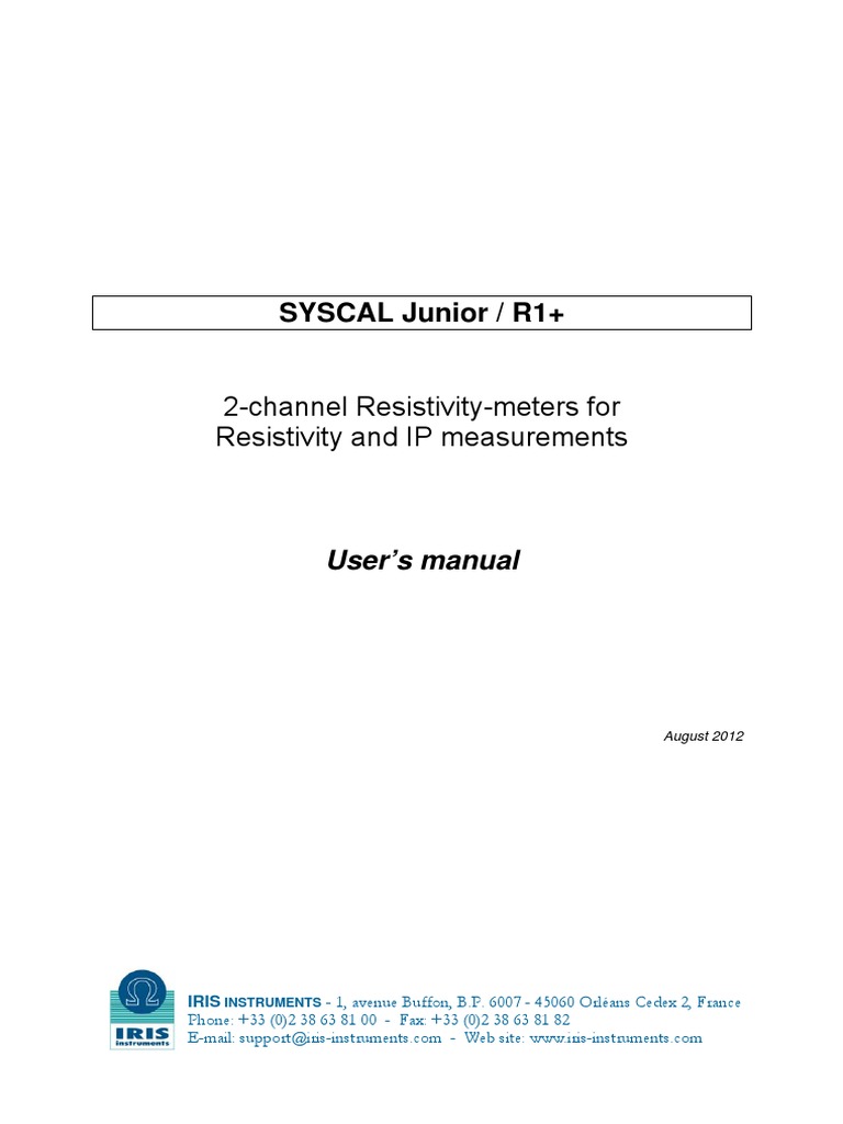 SYSCAL Junior / R1+: 2-Channel Resistivity-Meters For Resistivity and ...